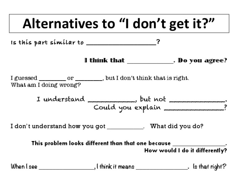 Sentence Starters Instead of Saying "I Don't Know" | PDF