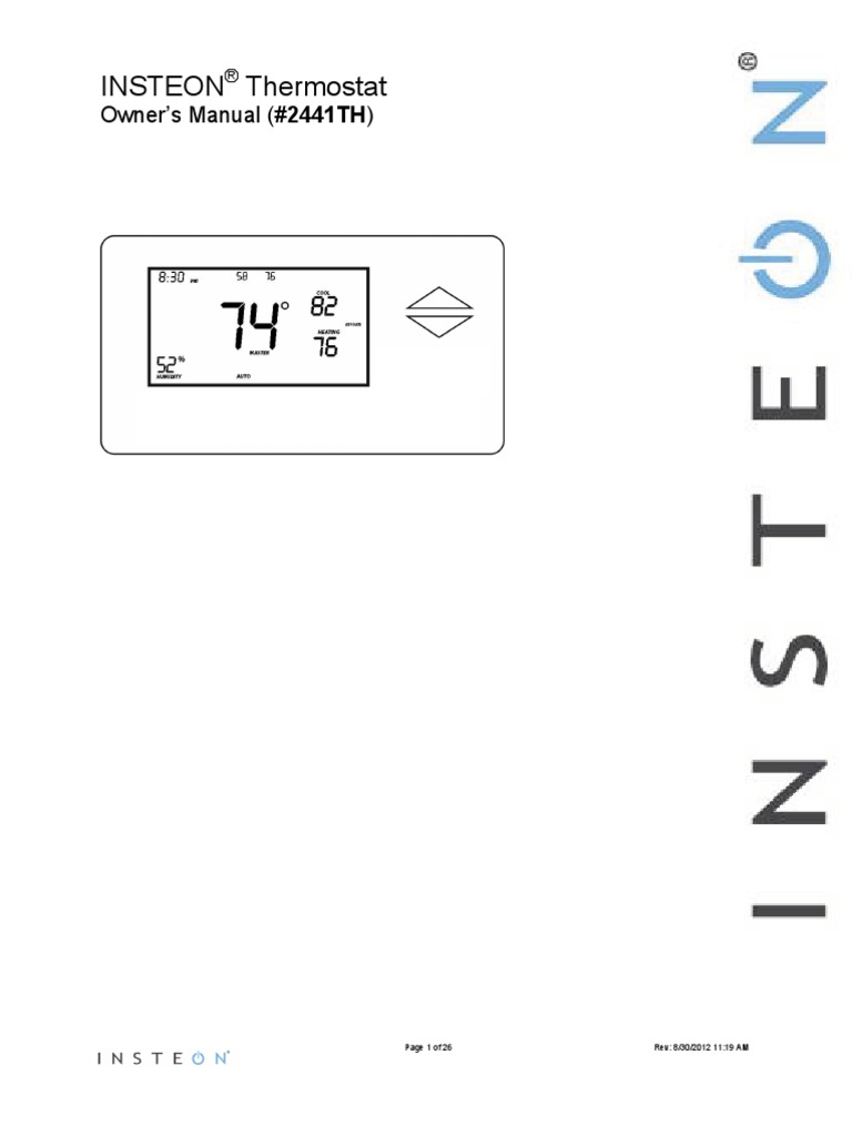 Insteon Thermostat: Owner's Manual (# | PDF | Thermostat | Hvac