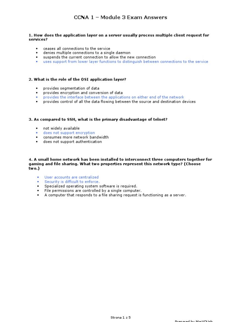 CCNA 1 Â " Module 3 Exam Answers | PDF | Computer Network | Domain Name System