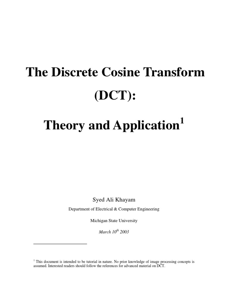 DCT Theory and Application | PDF