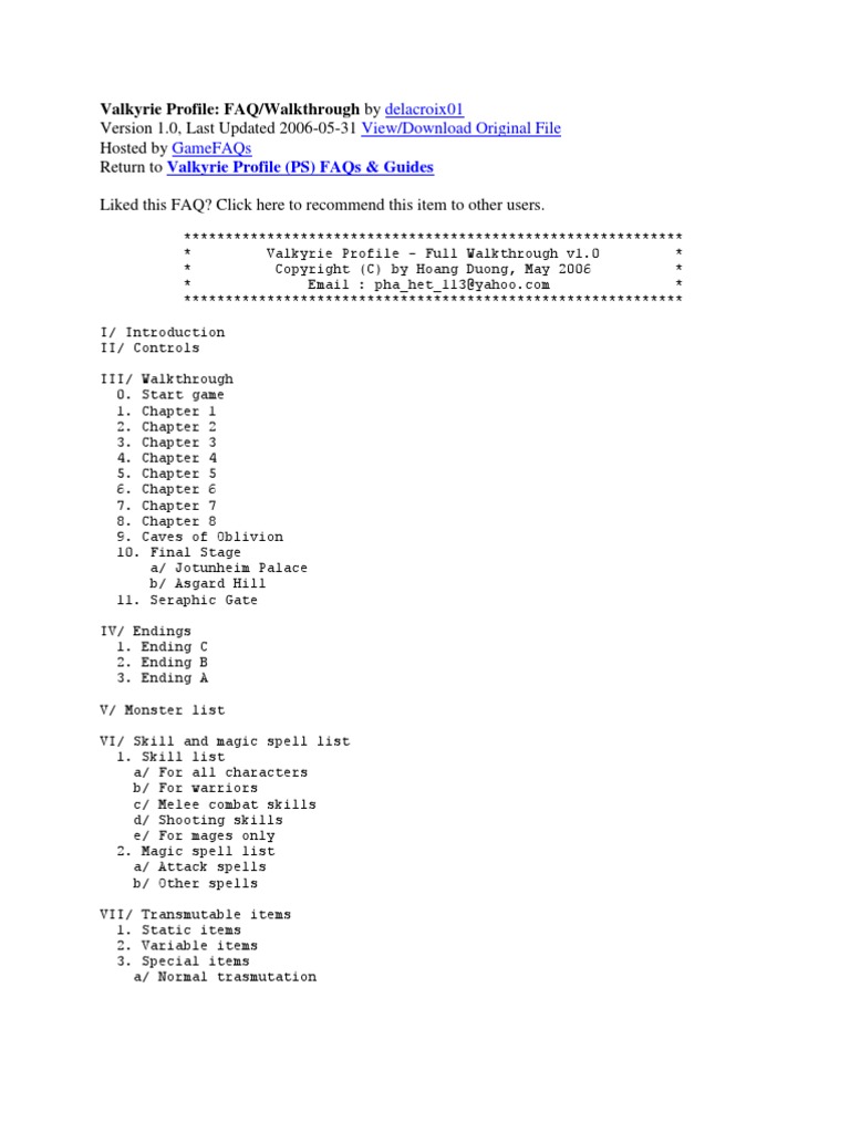 Valkyrie Profile | PDF | Strategy Guide | Leisure