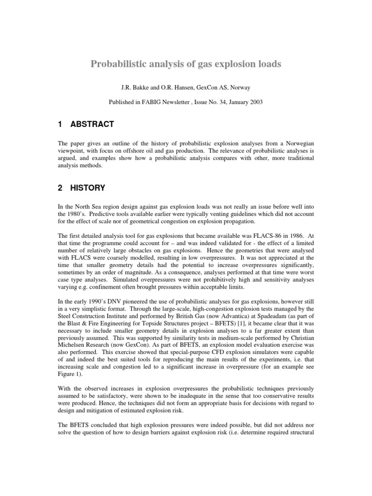 Probabilistic Analysis of Gas Explosion Loads | PDF | Risk | Combustion