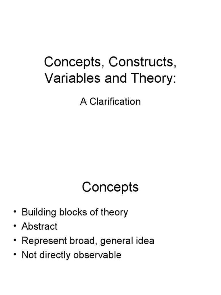 Concepts, Constructs, Variables and Theory | PDF