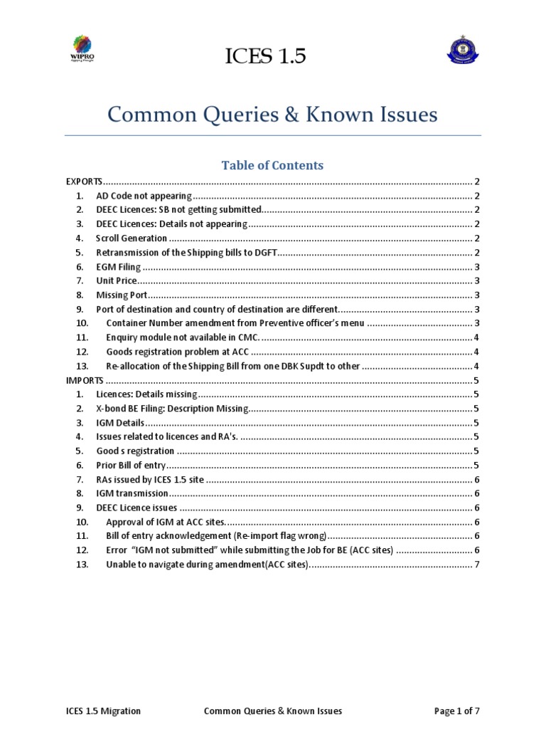 Customs ICES 1.5 Migration Guide | PDF | Menu | Databases