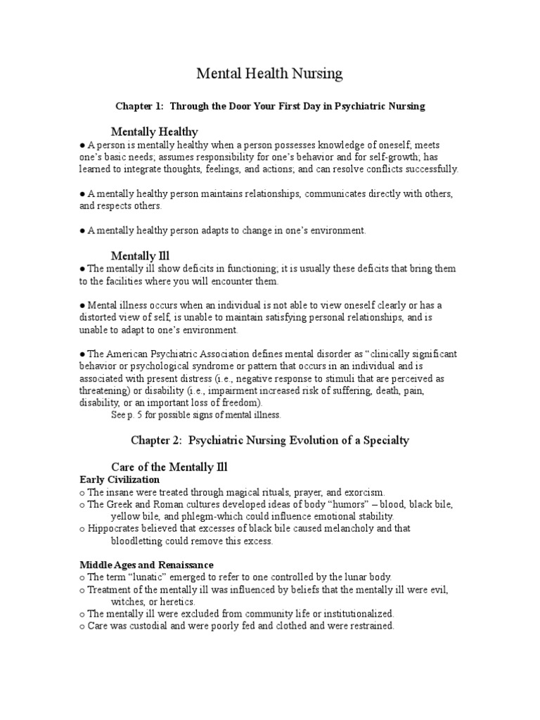 Mental Health Nursing | PDF | Psychiatric And Mental Health Nursing ...