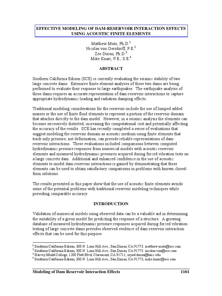Effective Modeling of Dam-Reservoir Interaction Effects Using Acoustic ...