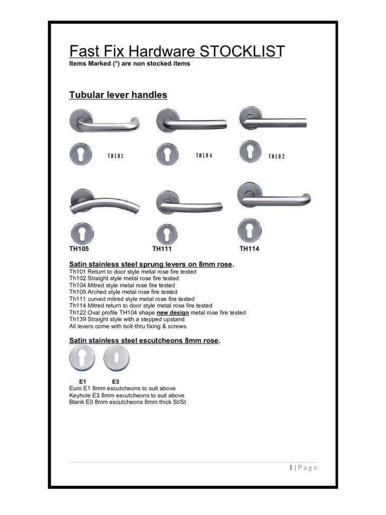 Hardware Stock List | PDF | Door | Stainless Steel