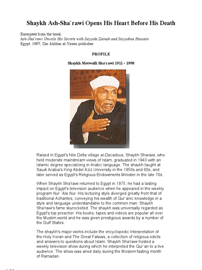 Shaykh Sharawi (RA) Bio | PDF | Sufism | Muhammad