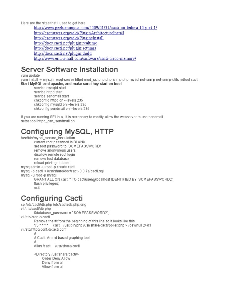 Cacti Installation - Public | PDF | Superuser | My Sql