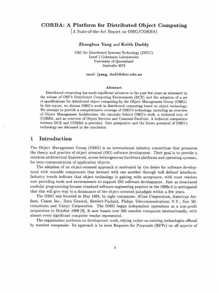 CORBA: A Platform for Distributed Object Computing | PDF | Common Object Request Broker ...