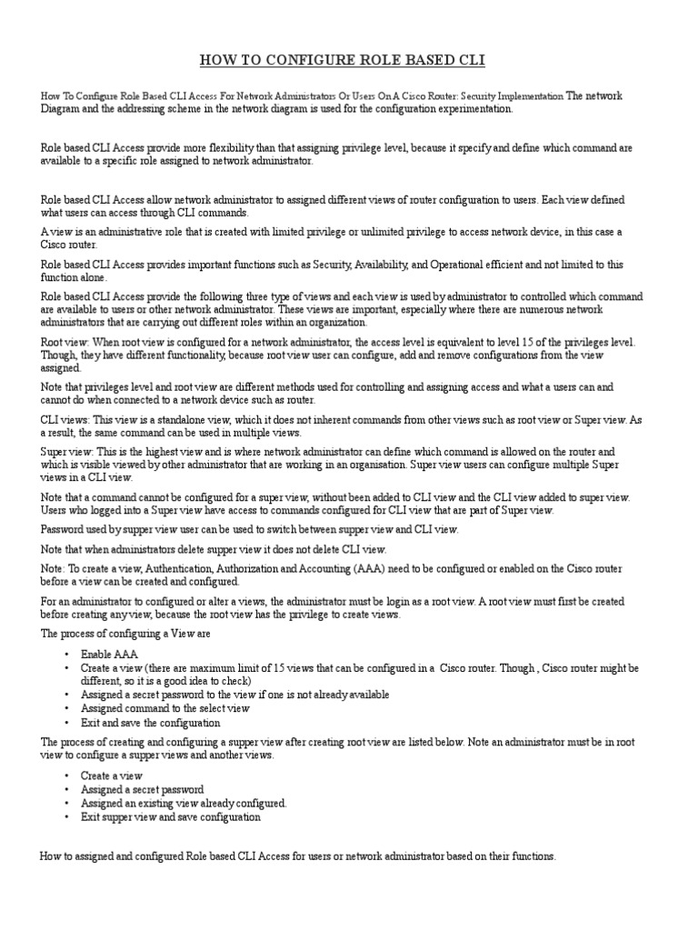 How To Configure Role Based Cli | PDF | Superuser | Cisco Certifications