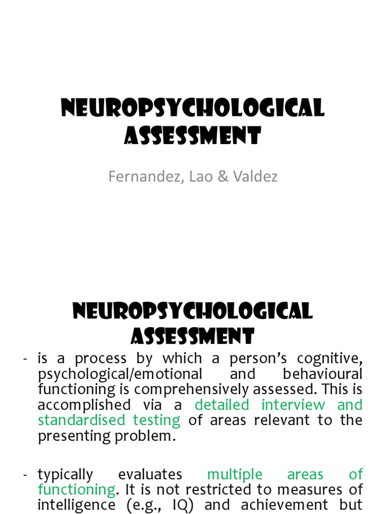 Neuropsychological Assessment | Psychological Evaluation | Intelligence ...