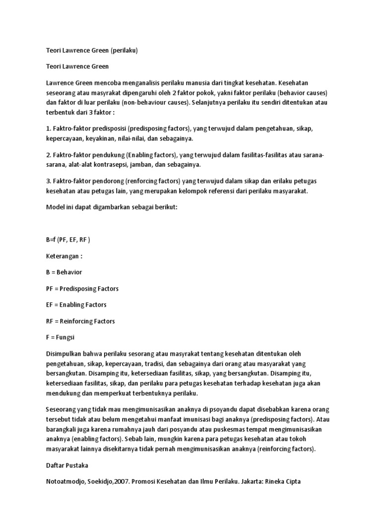 Teori Lawrence Green | PDF | Karier & Perkembangan | Pengembangan Diri
