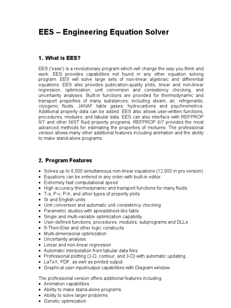 EES Shortinfo PDF | PDF | Subroutine | Equations