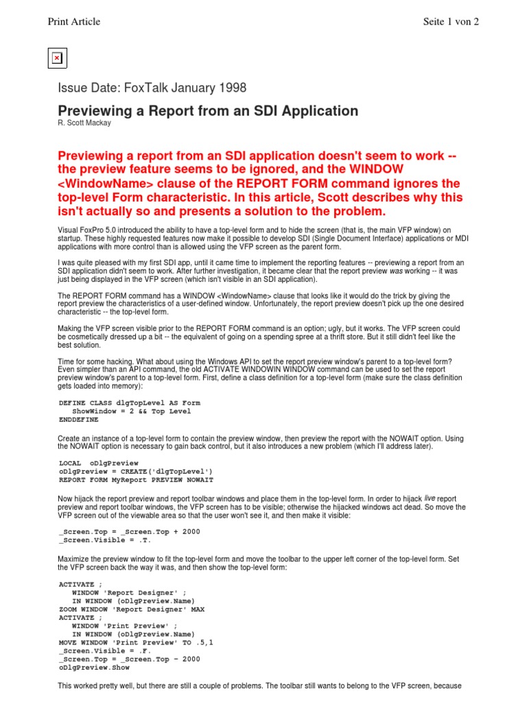 FT19981 - 6 - Previewing A Report From An SDI Application | PDF ...