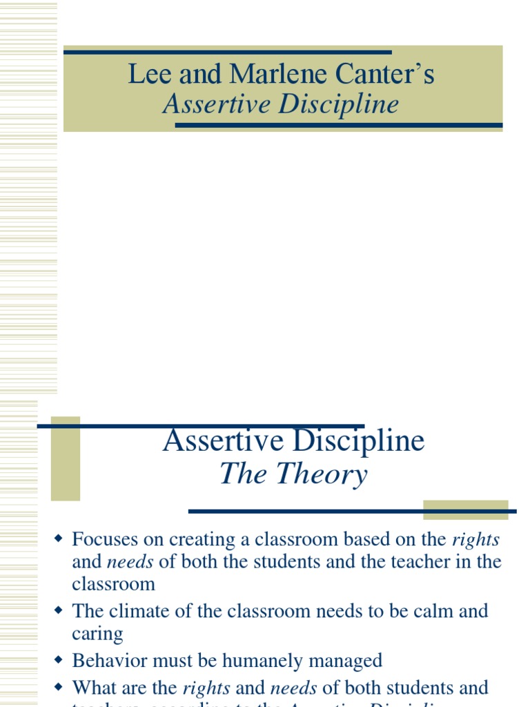 Assertive Discipline-Lee and Marlene | PDF