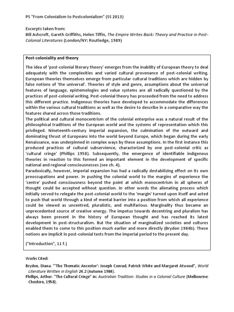 Post-Colonial Theory and Literature | PDF | Postcolonialism | Discourse