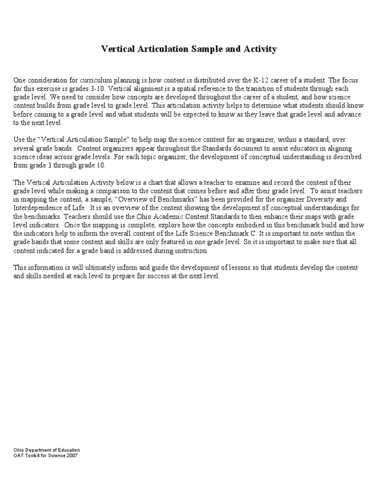 Vertical Articulation in K-12 Science | PDF | Ecology | Ecosystem