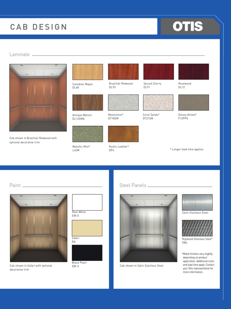 Otis Elevator Cab Finishes and Designs | PDF