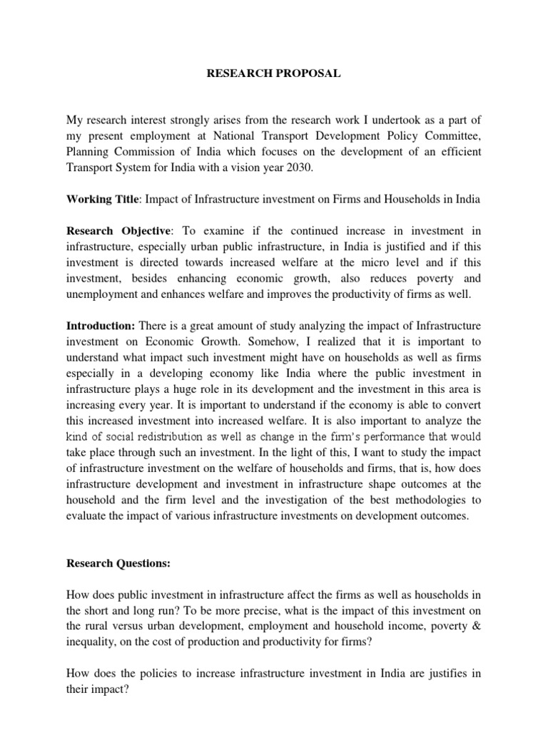 Research Proposal | Infrastructure | Economic Growth