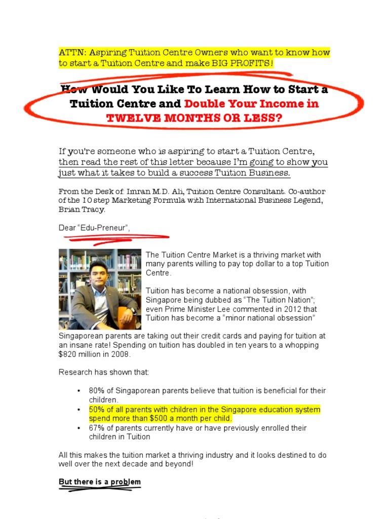 How To Set Up A Tuition Centre in Singapore | PDF | Tuition Payments ...