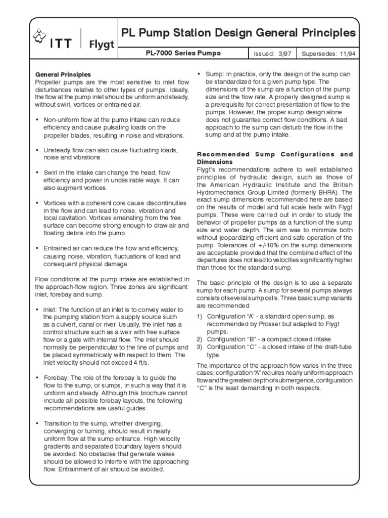 Sump Design Guidelines for PL Pumps | PDF | Pump | Mechanical Engineering