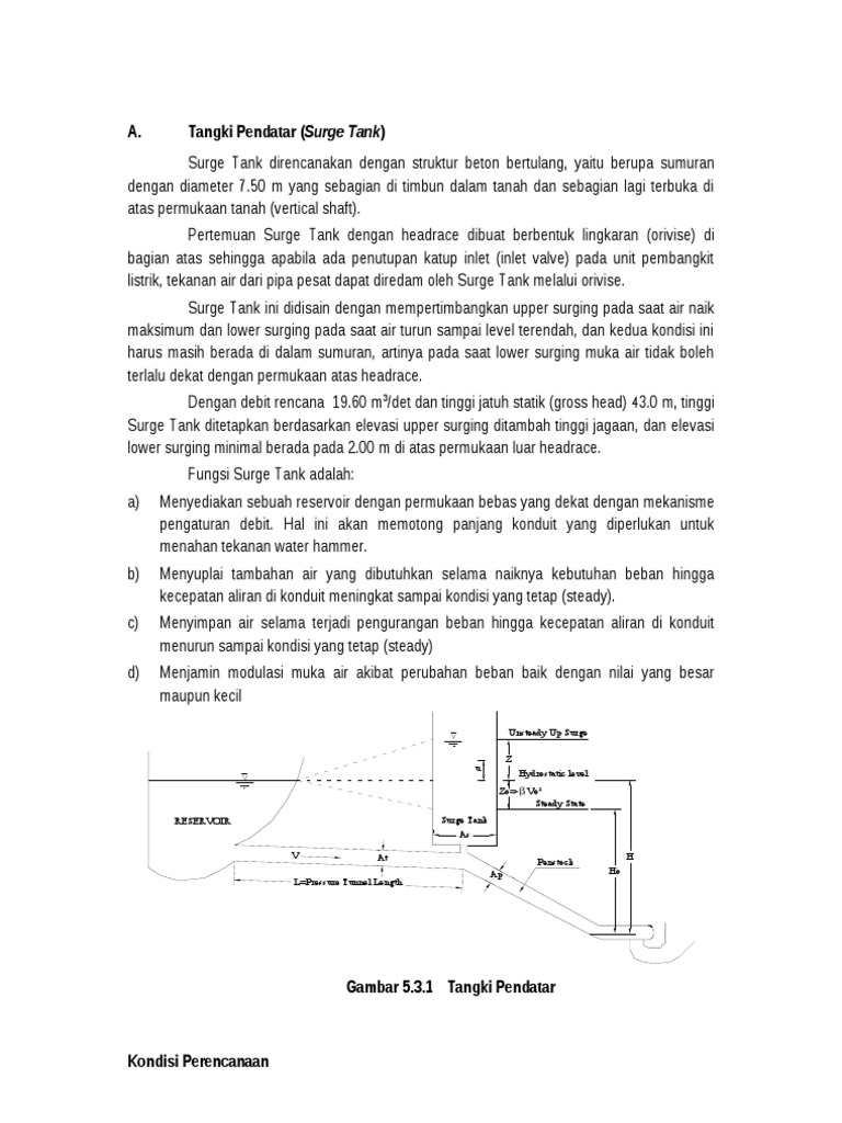 Surge Tank Hydraulics Design | PDF
