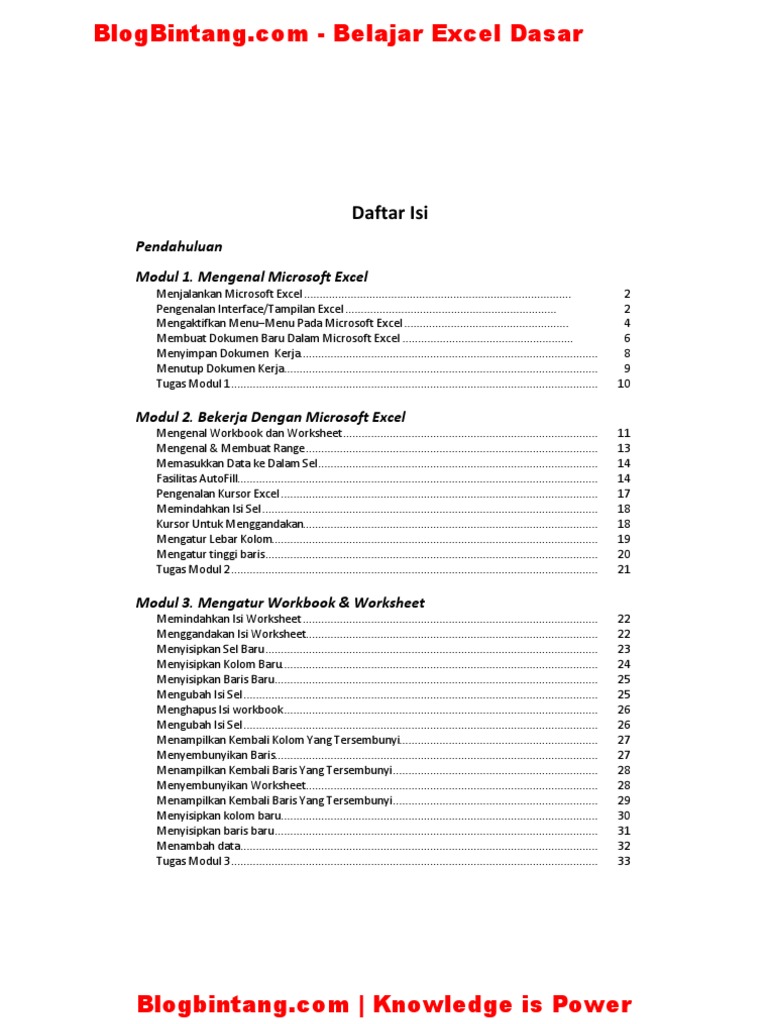 Panduan Lengkap Belajar Excel Dasar | PDF