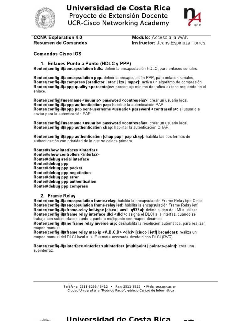 Resumen de Comandos Cisco IOS | PDF | Dirección IP | Enrutador ...
