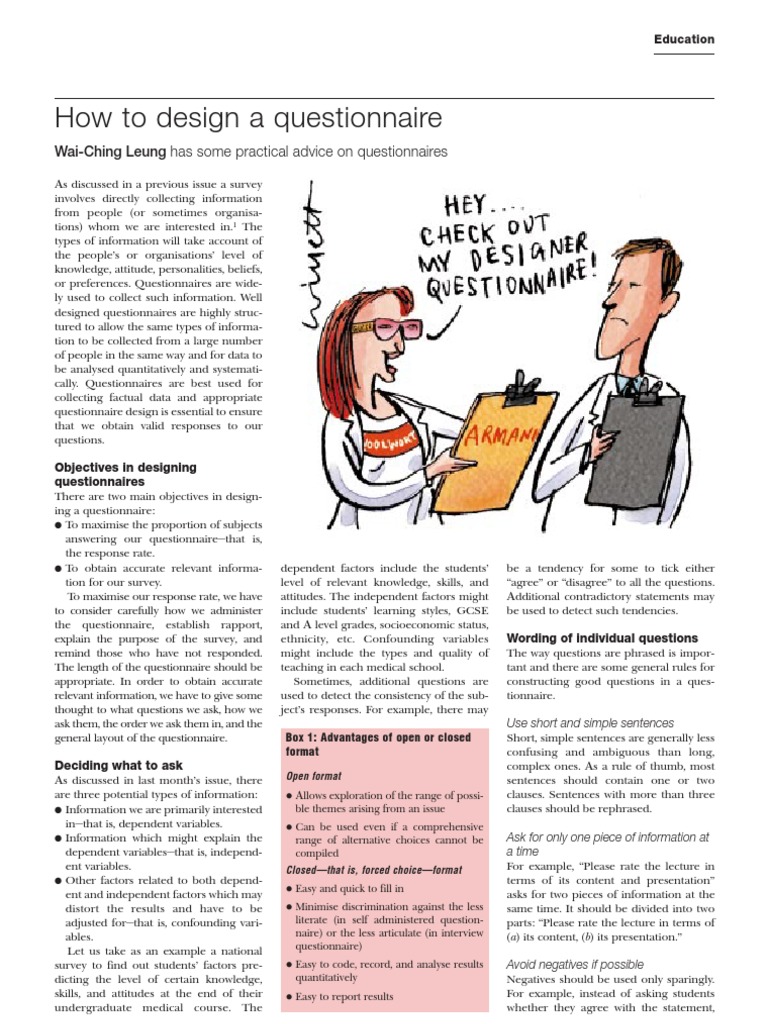 How To Design A Questionnaire | PDF | Questionnaire | Survey Methodology