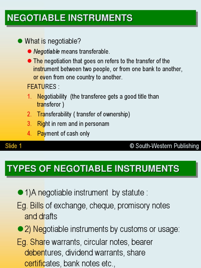 Negotiable Instruments | PDF | Negotiable Instrument | Cheque