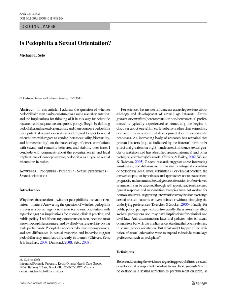 Pedophilia: A Sexual Orientation? | PDF | Pedophilia | Sexual Orientation