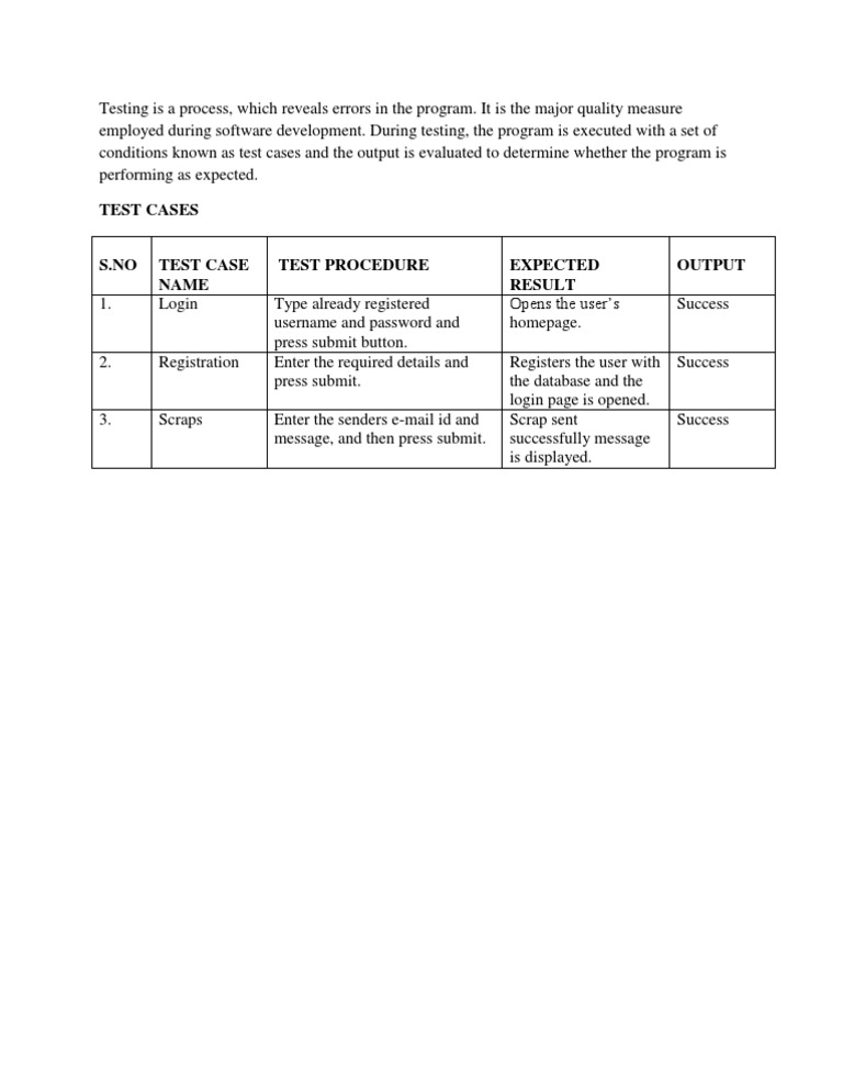 Test Case Expected Results Overview | PDF | Business | Computers