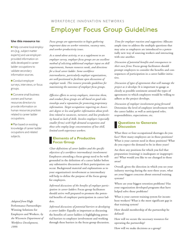 Employer Focus Group Guide | PDF | Business