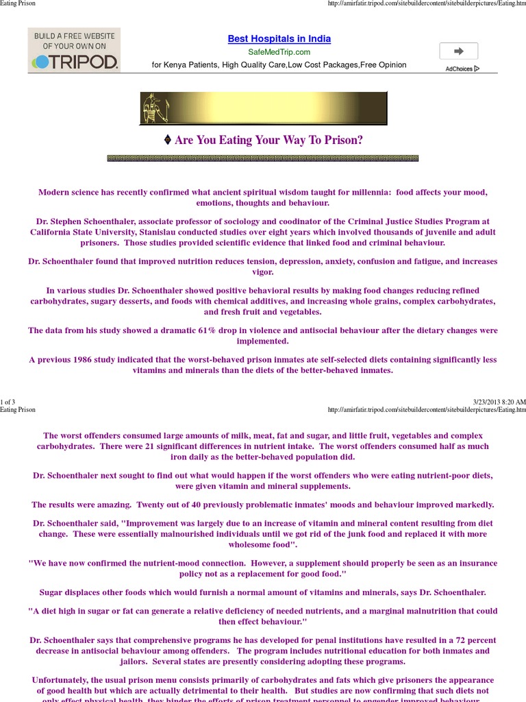 The Link Between Nutrition and Criminal Behavior: A Study on the ...