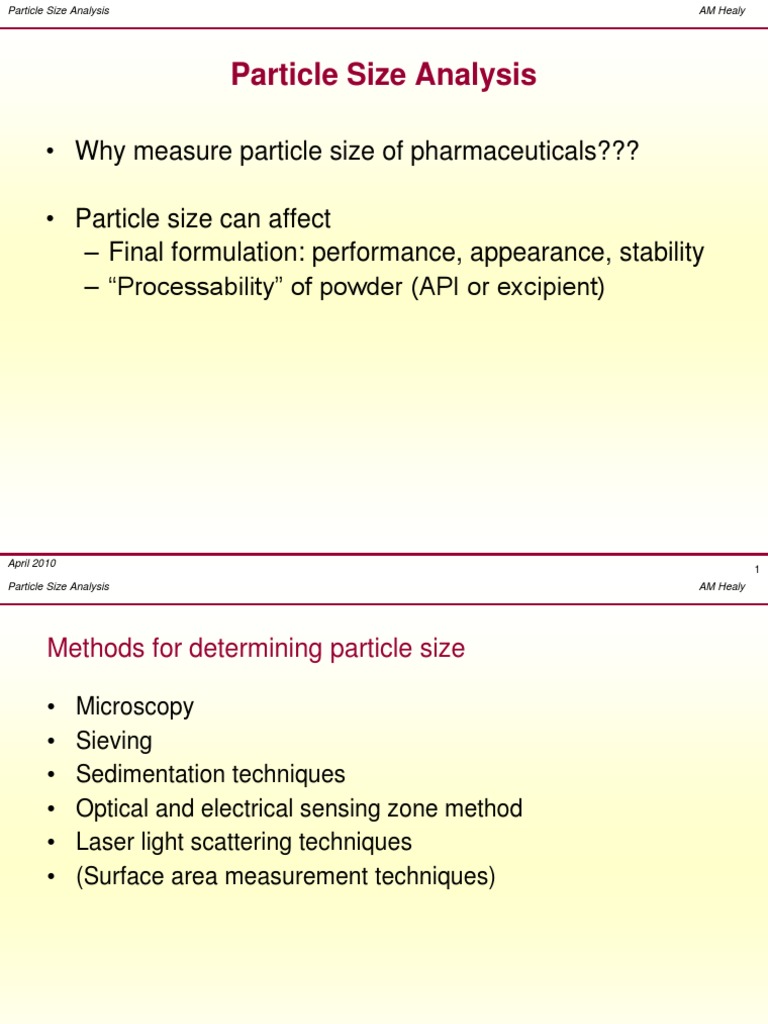 Particle Size Analysis | PDF | Particle Size Distribution | Microscopy