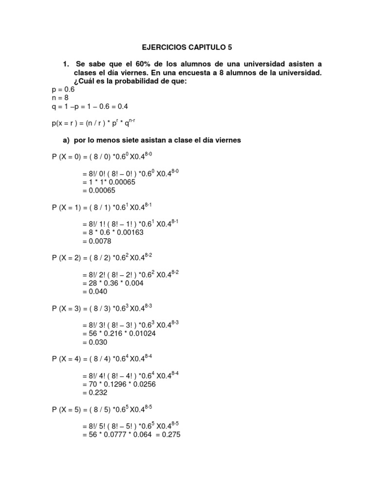 Ejercicios Capitulo 5 Probabilidad | PDF