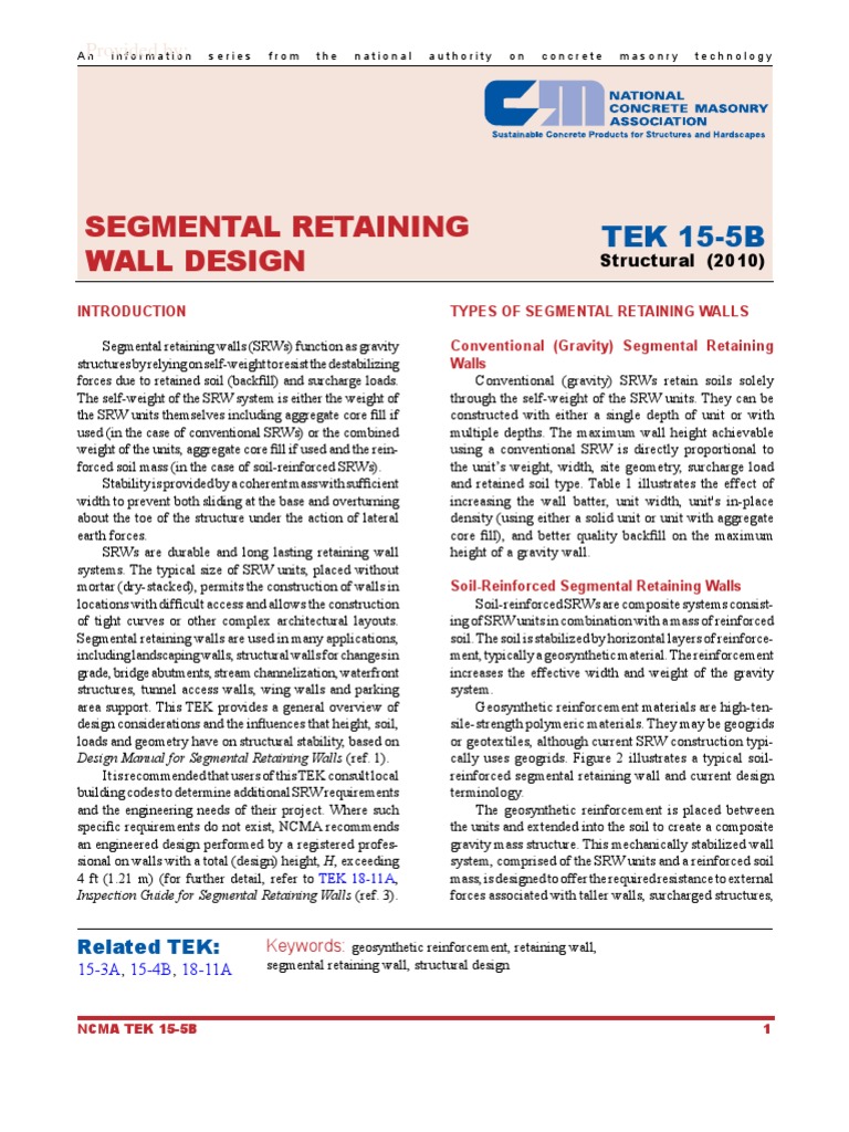 Segmental Retaining Wall Design Guide | PDF | Geotechnical Engineering ...
