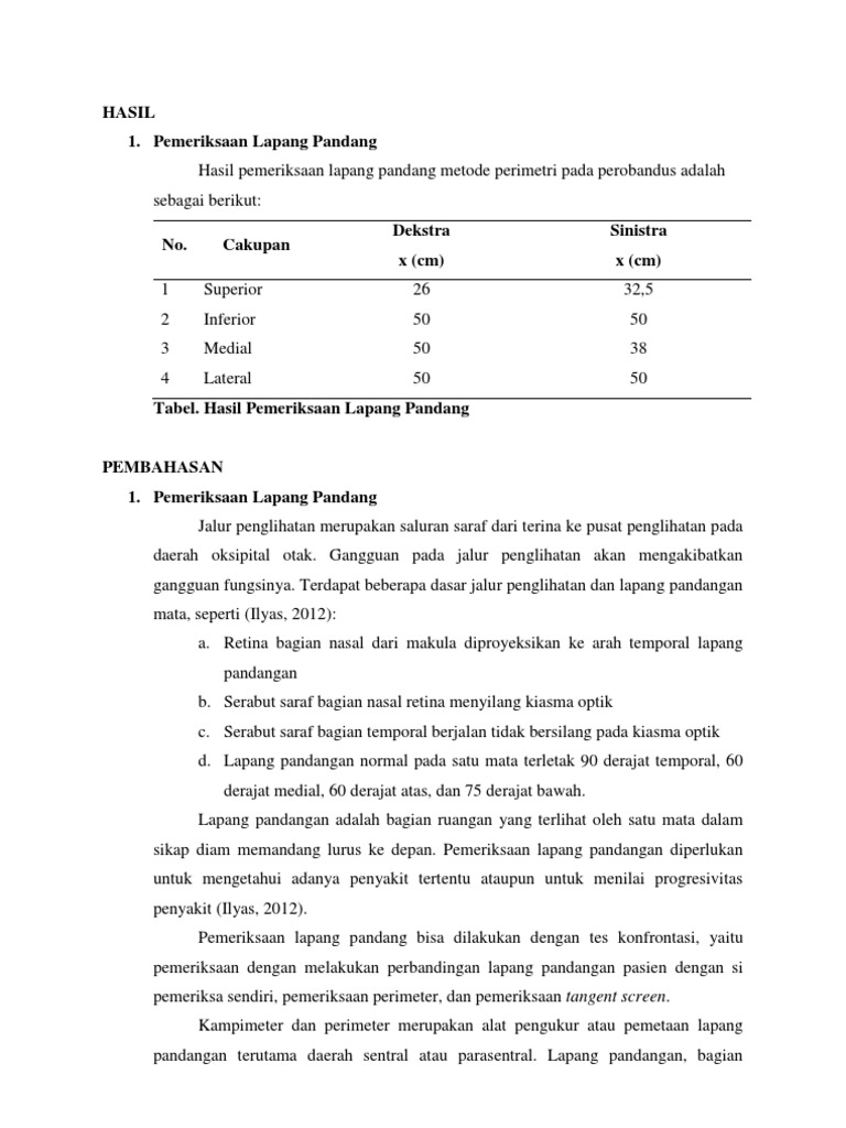 Hasil Pemeriksaan Lapang Pandang Mata | PDF