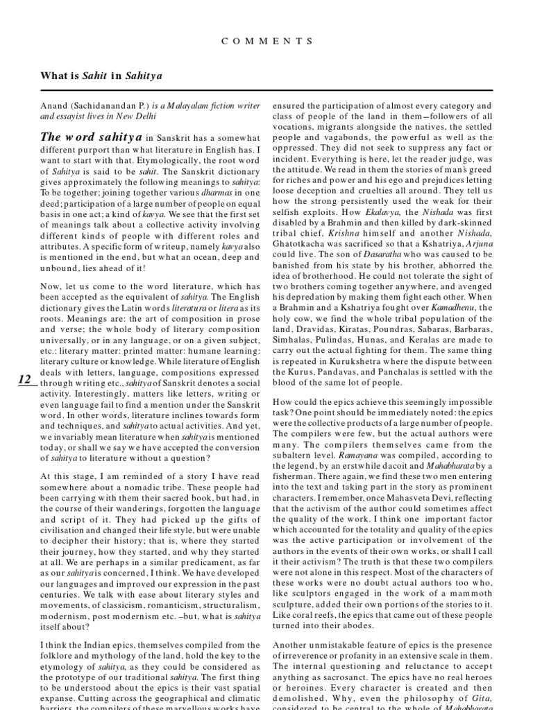 What Is Sahit in Sahitya | PDF | Folklore | Poetry