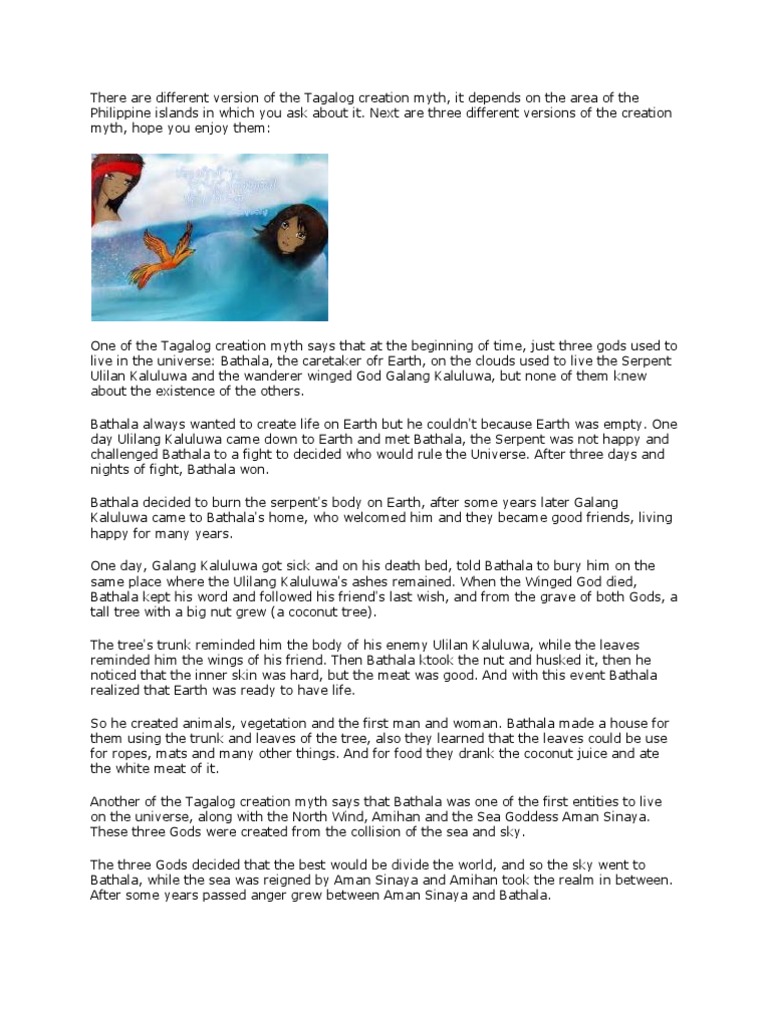 Tagalog Creation Myths | Sky | Mythology