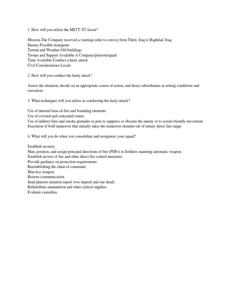 Hasty Attack Tactics for Fort Benning | PDF