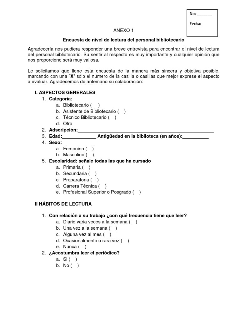 Encuesta de Nivel Lectora en El SIBIMSS | PDF | Lectura (proceso) | Libros