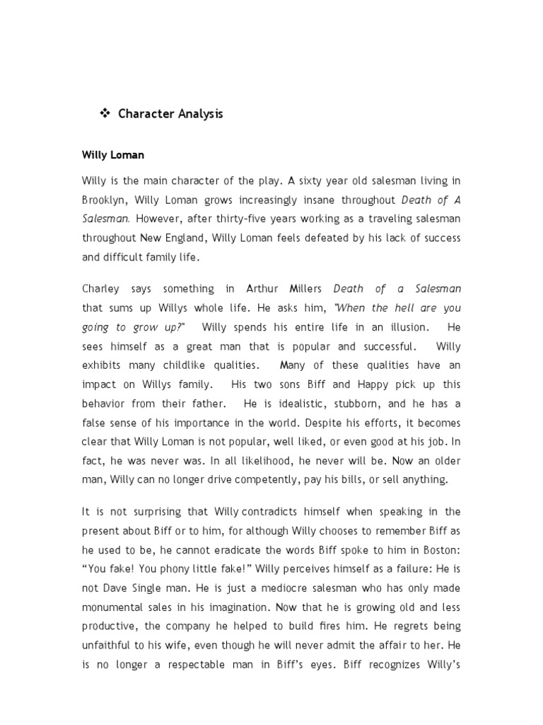Character Analysis: Willy Loman | PDF | Psychological Concepts | Science