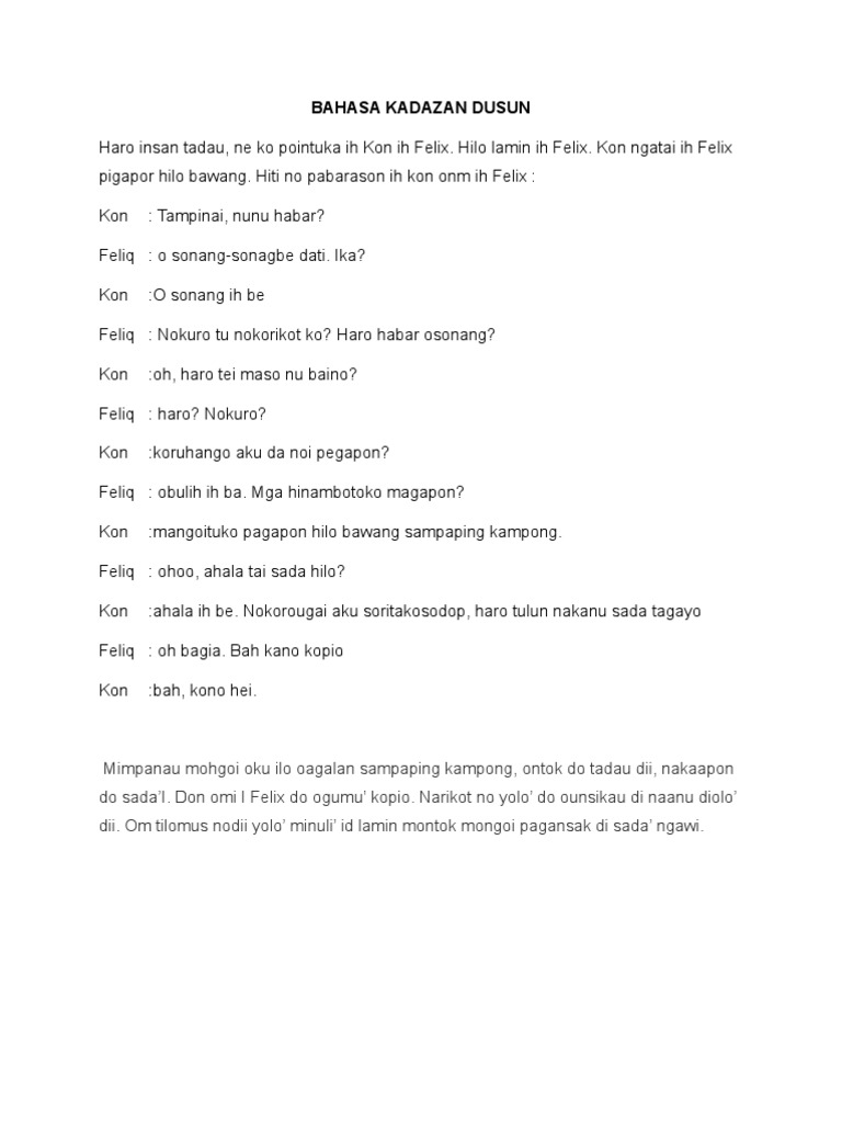 Bahasa Kadazan Dusun | PDF