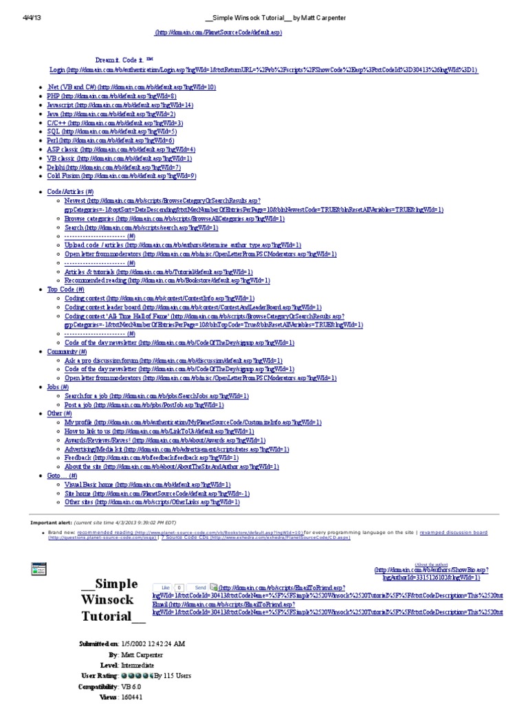 Winsock Tutorial Pdf Port Computer Networking Internet Standards