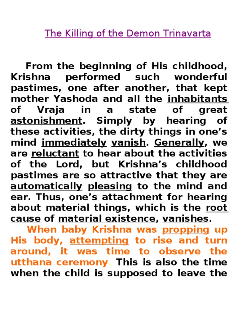 The Killing of The Demon Trinavarta | PDF | Krishna | Hinduism
