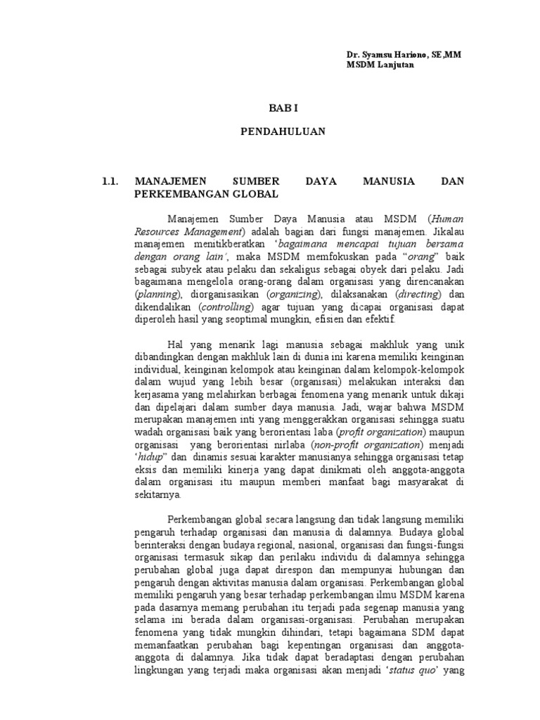 MSDM Lanjutan Semua Bab Revisi Januari 2010 | PDF