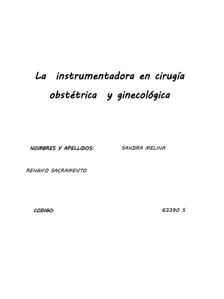 La Instrumentadora en Cirugía Obstétrica y Ginecológica | PDF | Cirugía | Salud sexual