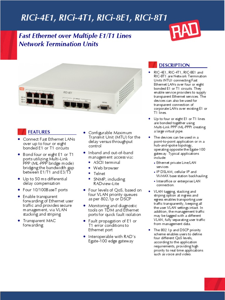 Rici-4 8e1t1 Ds | PDF | Ethernet | Computer Network